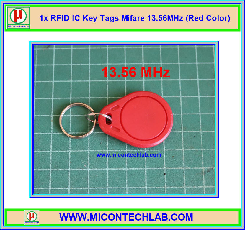 1x RFID IC Key Tags Mifare 13.56MHz (Red Color) - ตัวแทนจำหน่ายไมโคร ...